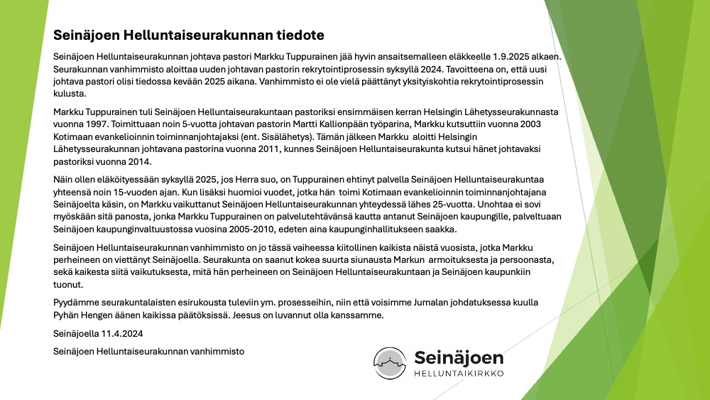 Ohjelma ja tulevat tapahtumat | Seinäjoen Helluntaiseurakunta